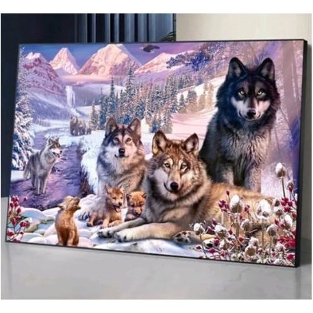 Quadro de decoração sala quarto Família de Lobos Alta definição, sala ...