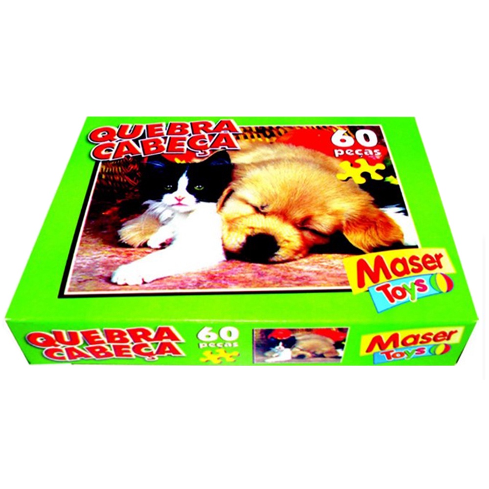 QUEBRA CABECA CACHORRO E GATINHO MASER TOYS COM 60 PECAS NA CAIXA ...
