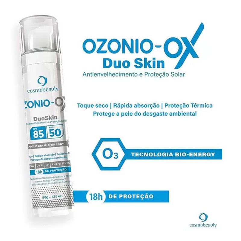 Cosmobeauty Ozonio-ox Duo Skin Protetor Solar Fps85 18h Toque Seco 50g ...