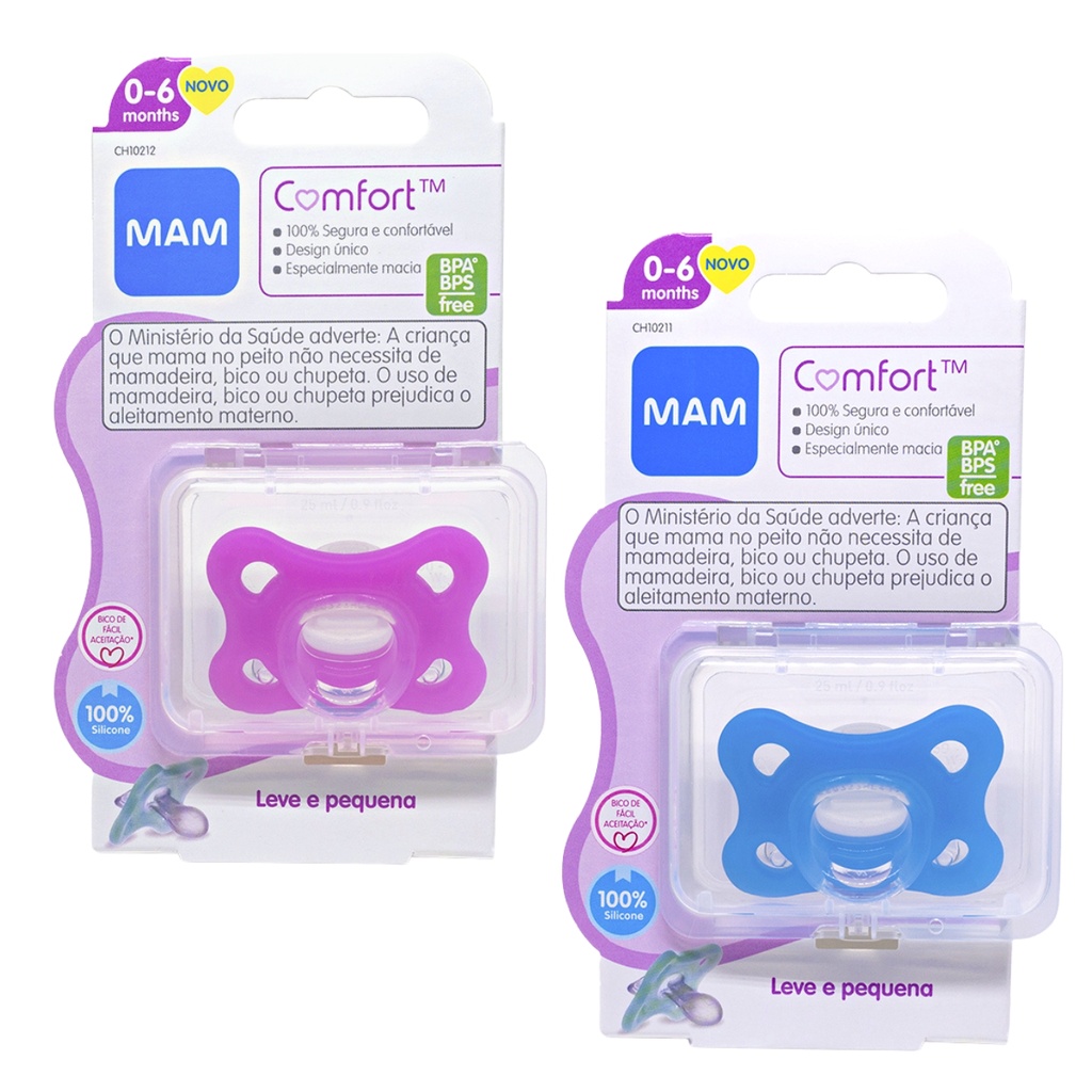 Chupeta de Silicone MAM 0-6 meses Bebê Recém Nascido Comfort Menino ...