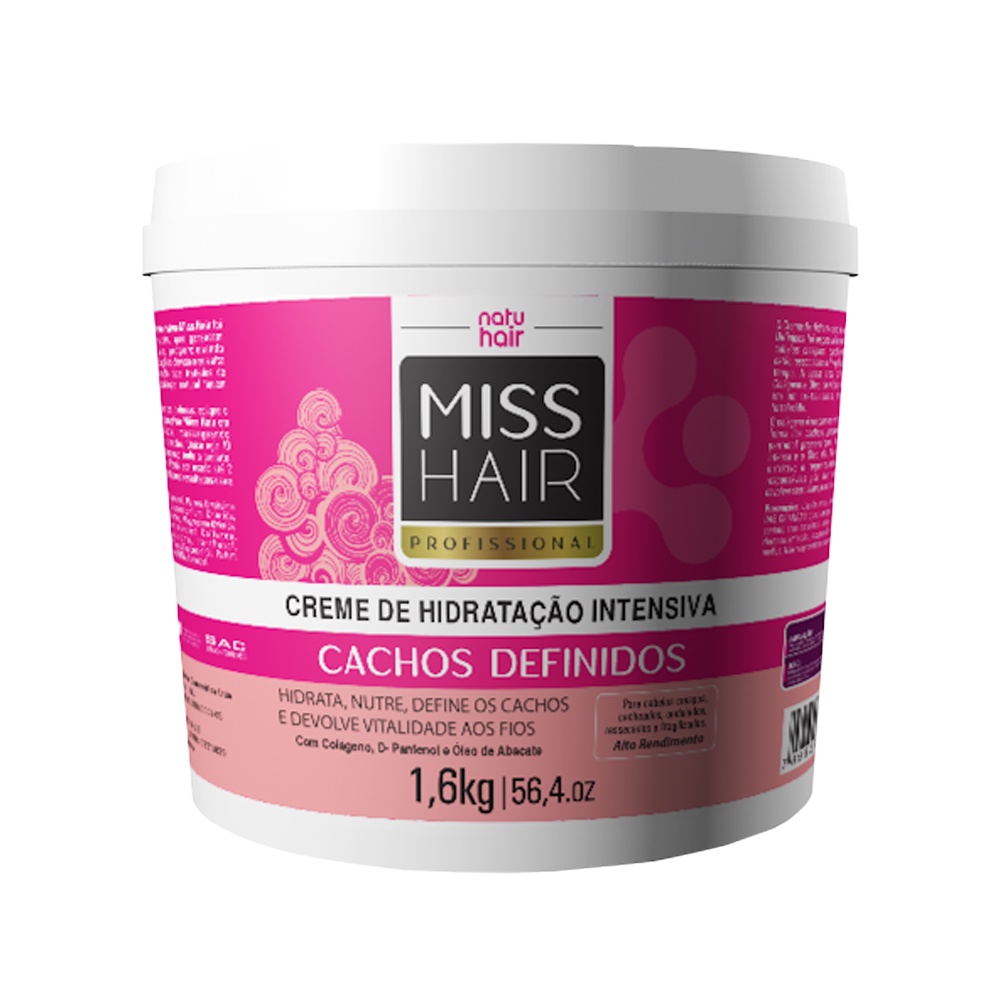 Creme de Hidratação Intensiva Miss Hair Cachos Definidos Profissional ...