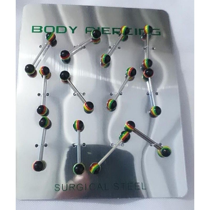 Cartela Piercing de Língua Do Reggae Jamaica Bob Marley Masculino ...