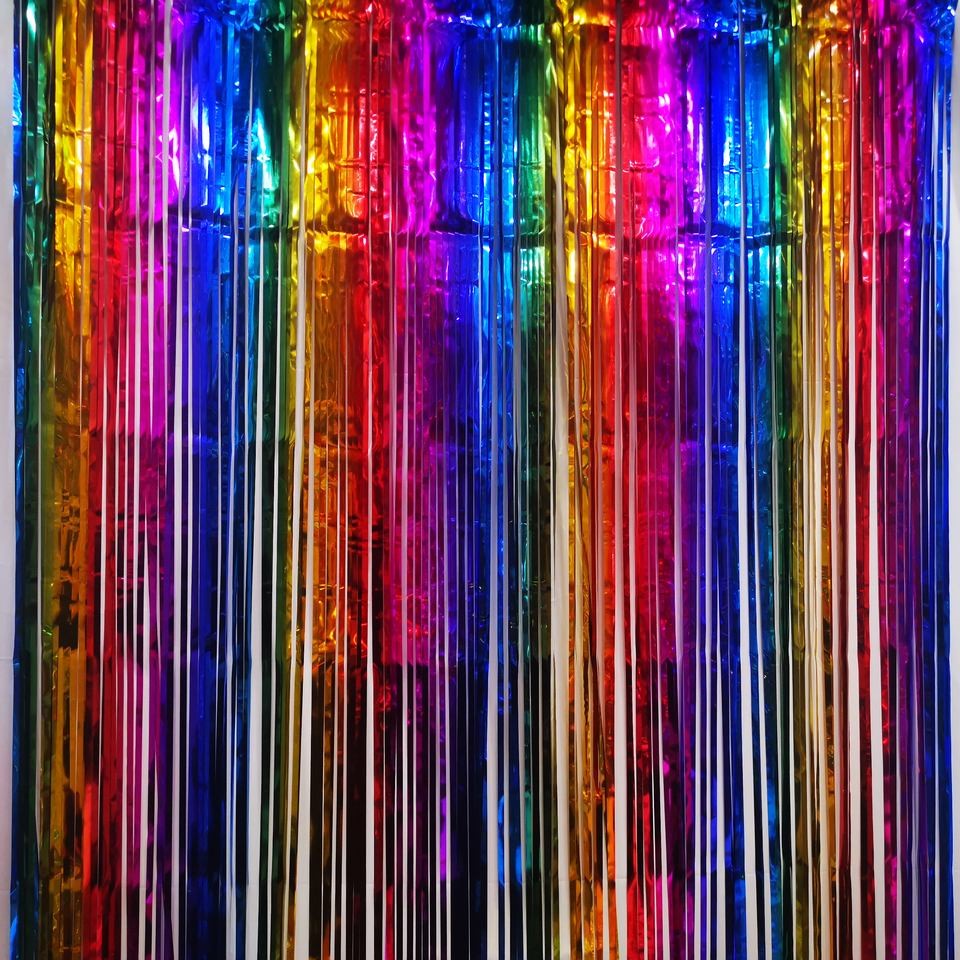 Painel Cortina Metalizada Franja Colorida Decoração Parede Carnaval ...