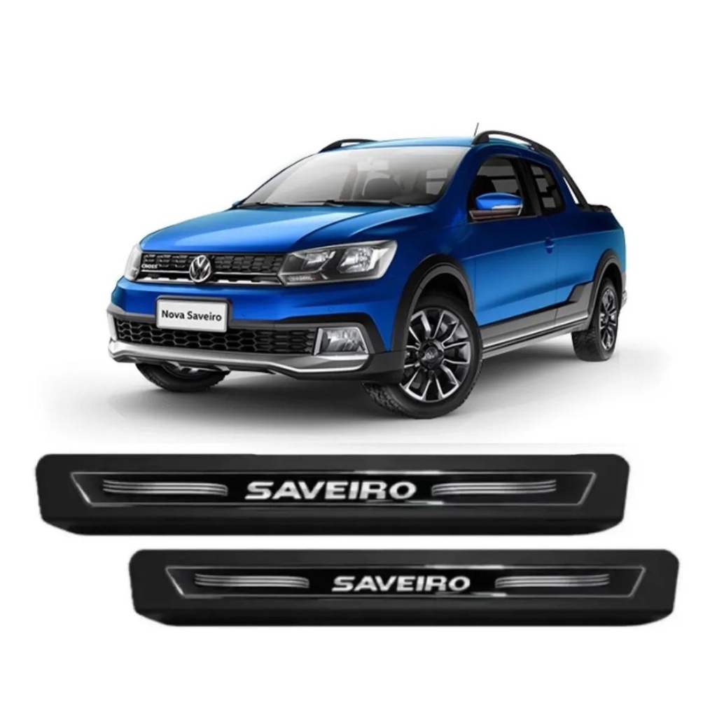 Kit Soleira Protetor Vw Saveiro G2 G3 G4 G5 G6 G7 G8 - Preto ...