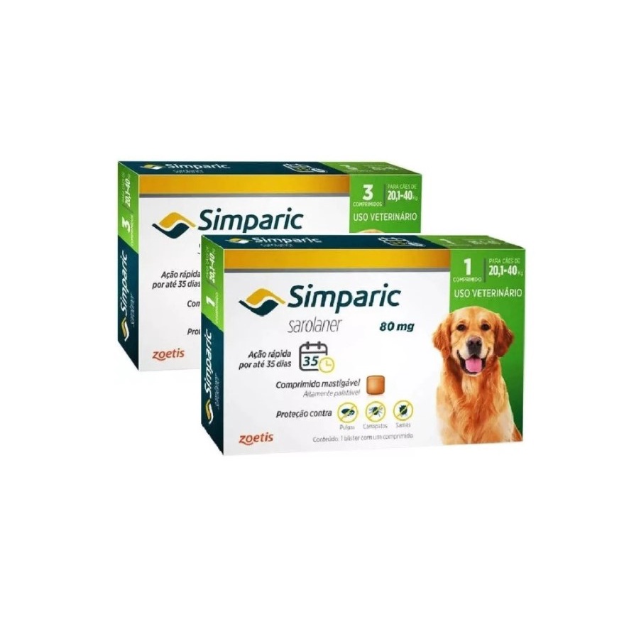 Kit Simparic 4 Comprimidos 80 Mg 20 A 40 kg | Shopee Brasil