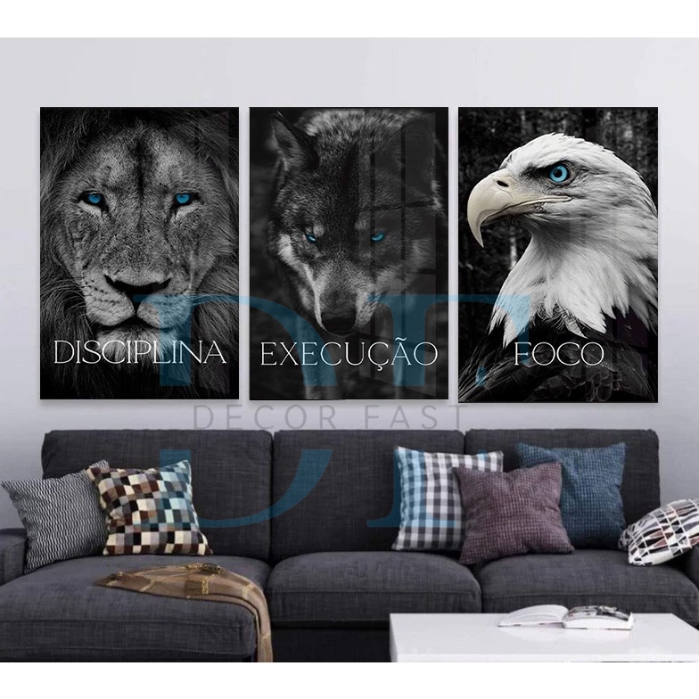 Quadros Decorativos Disciplina Execução Foco Leão Escritório | Shopee ...