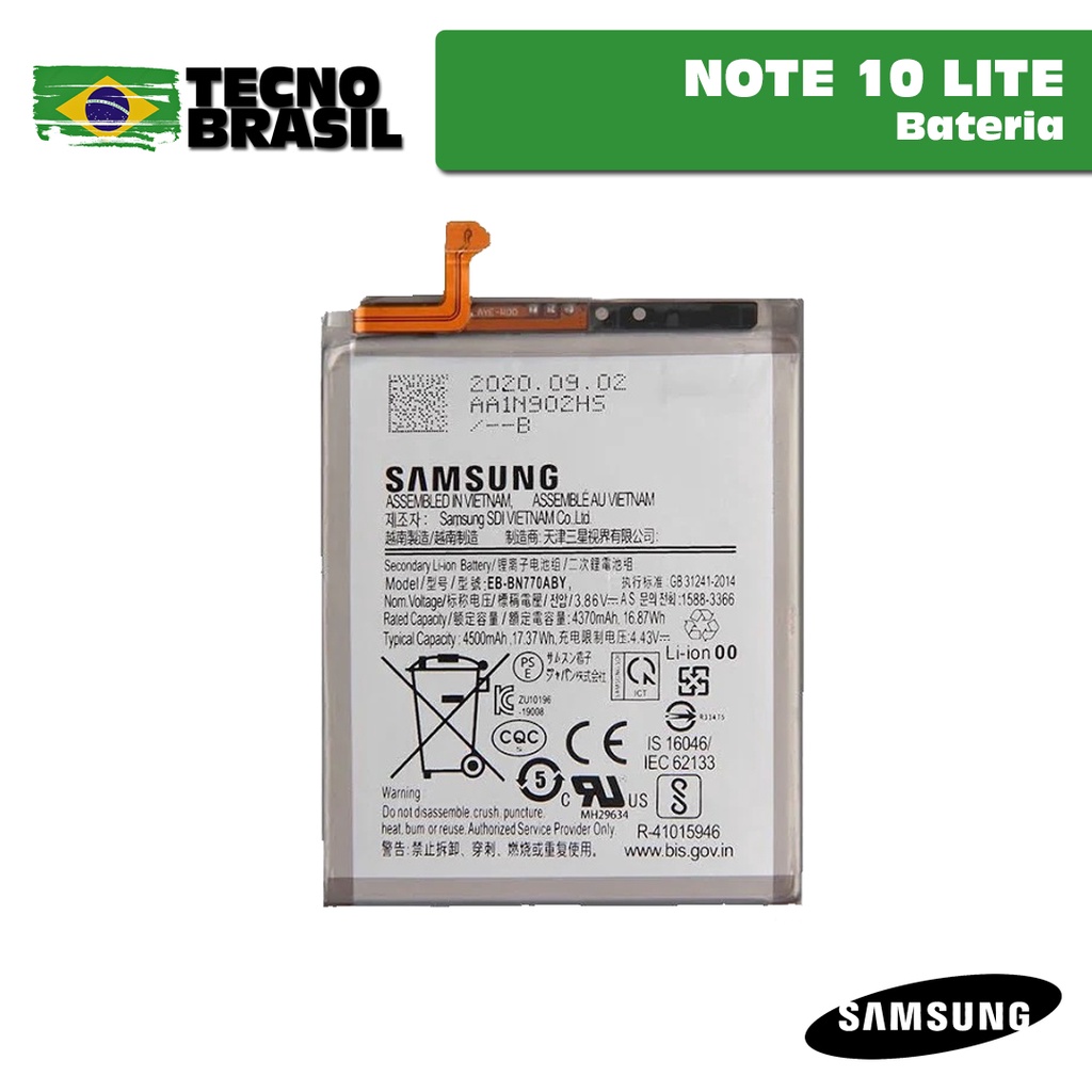 Bateria celular SAMSUNG modelo NOTE 1O LITE | Shopee Brasil