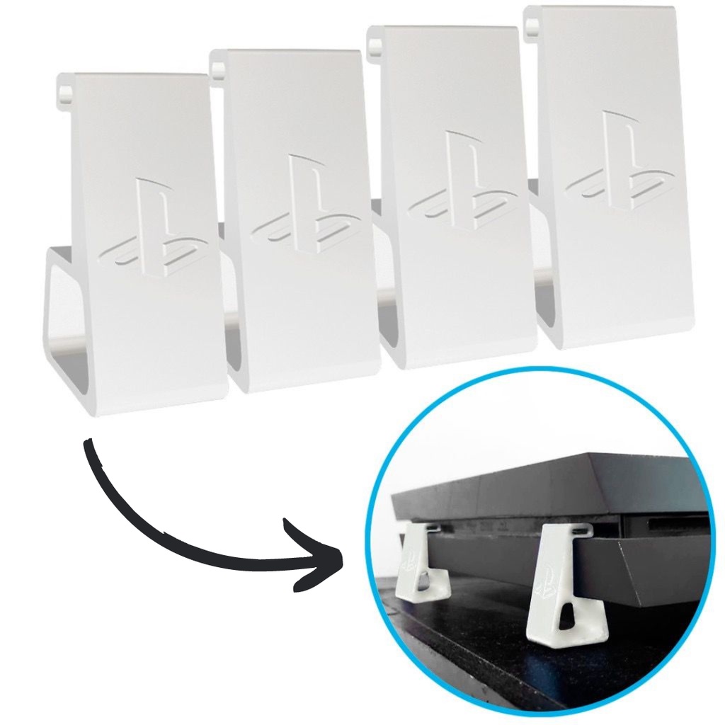 Kit Suporte Playstation Ps4 Pro Fat Slim Horizontal Pezinho Ps4 Pro Fat ...