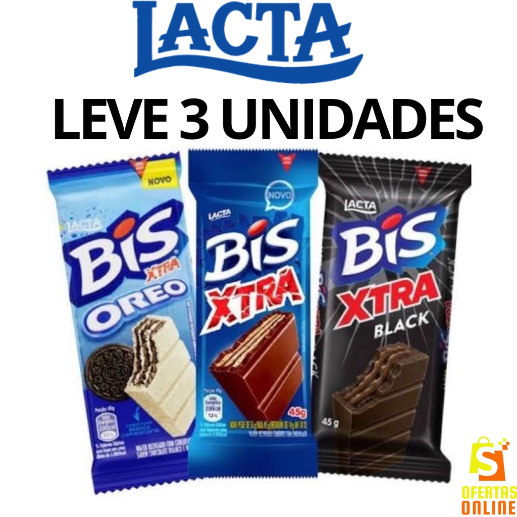Kit 3 unidades Chocolate Bis Xtra Sabores Original Oreo Black de 45g ...