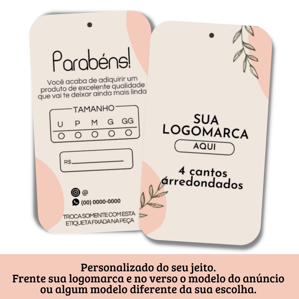 Tags para roupas / Etiquetas para roupas personalizadas / 4 cantos ...