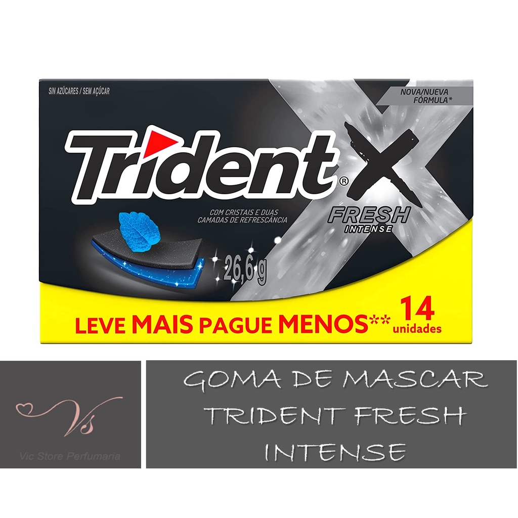 Goma De Mascar Chiclete Trident Fresh Intense Com 14 Unidades 26.6g ...