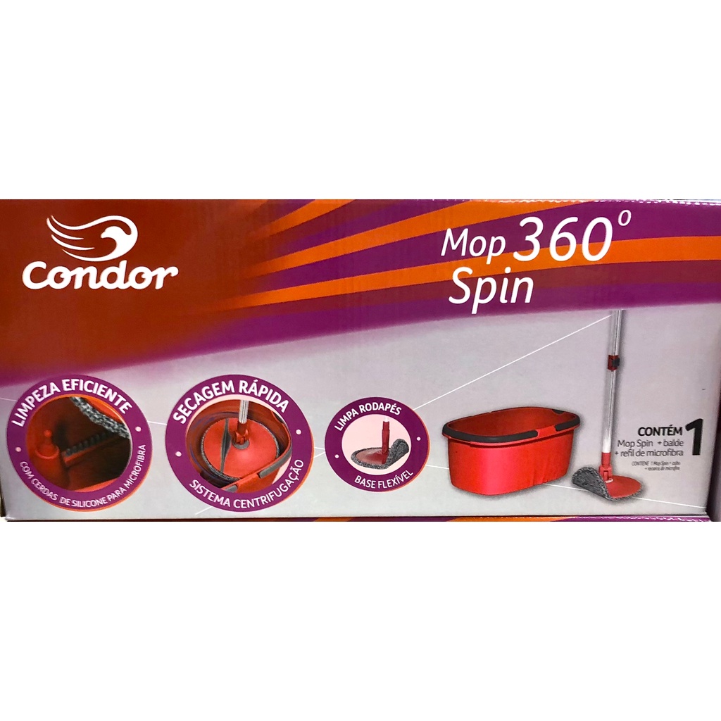 Mop 360 Esfregão Giratório Spin Condor 12L + 1 Refil | Shopee Brasil