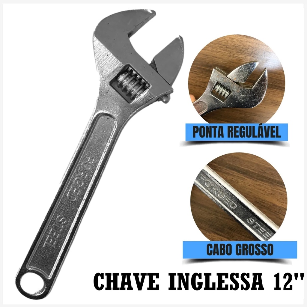 Chave Inglesa Boca Ajustável 12 Pol. Chave Pia Tubos Canos Torneiras ...
