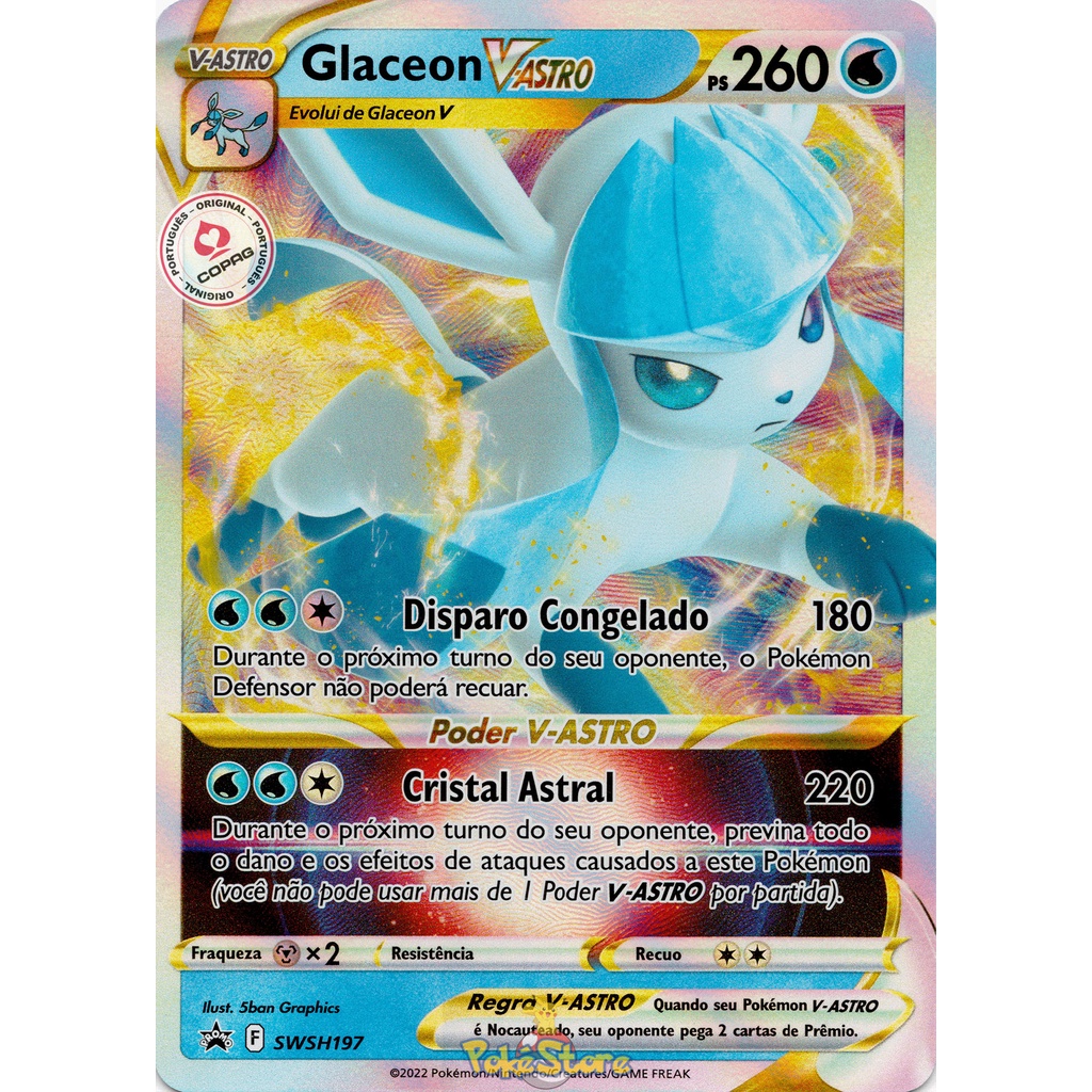 Carta Pokemon Glaceon V Astro Português Card Original Copag SWSH197 ...
