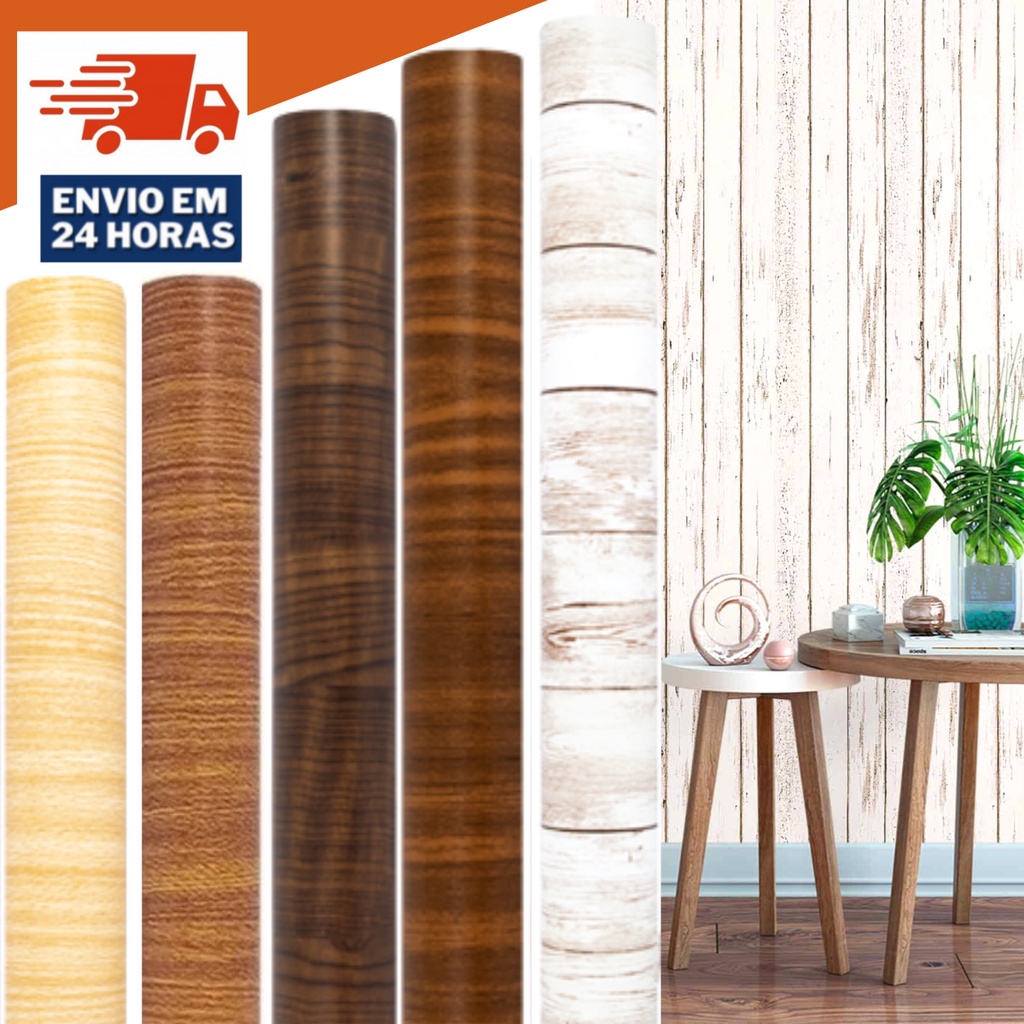 Papel Adesivo Contact Imita Madeira 1mt x 45cm Envelopamento de Móveis Lavável | Shopee Brasil