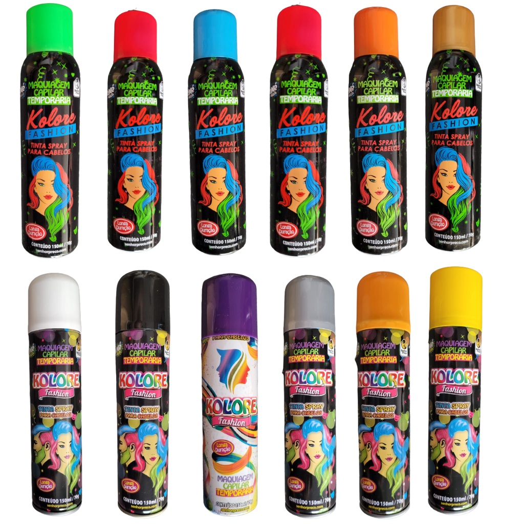kit 24 Spray Colorido Para Cabelo Kolore Varias Cores | Shopee Brasil