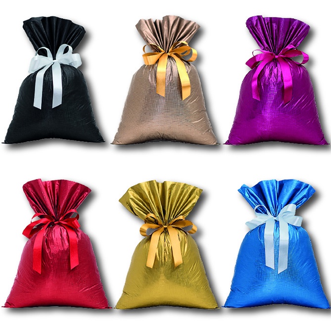 10 Saco de presente metalizado dupla face para embalar presentes e ...