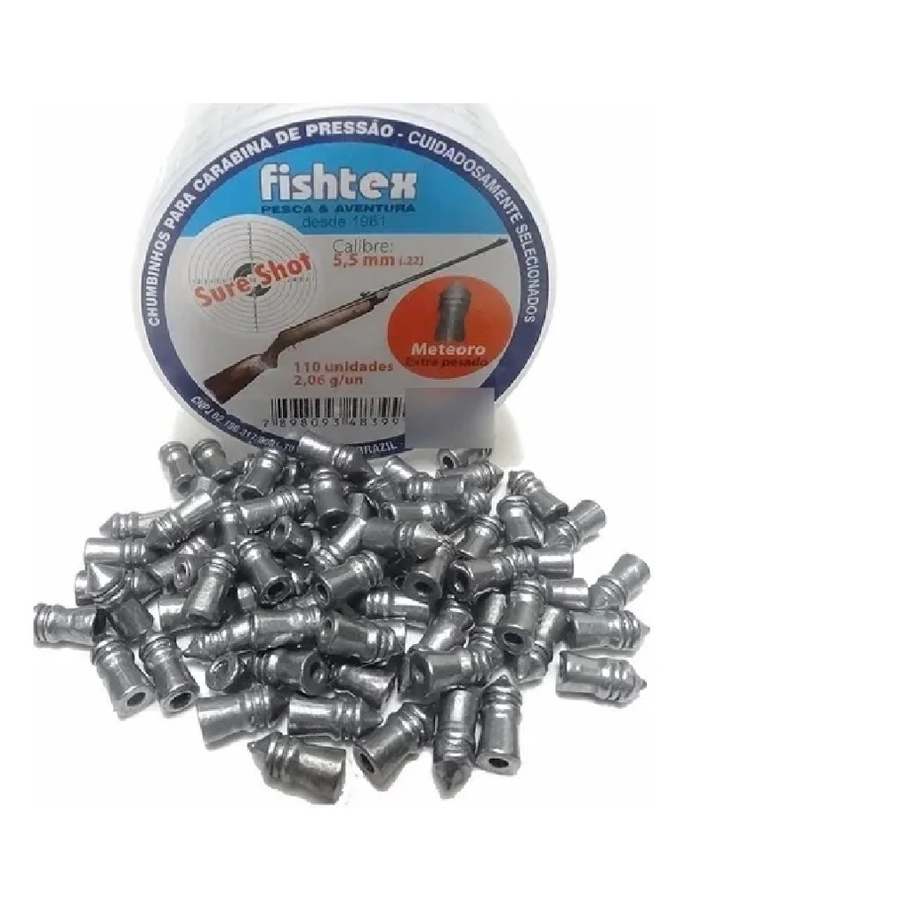 Chumbinho Fishtex Meteoro Extra Pesado 5,5 Mm 110 Unidades | Shopee Brasil