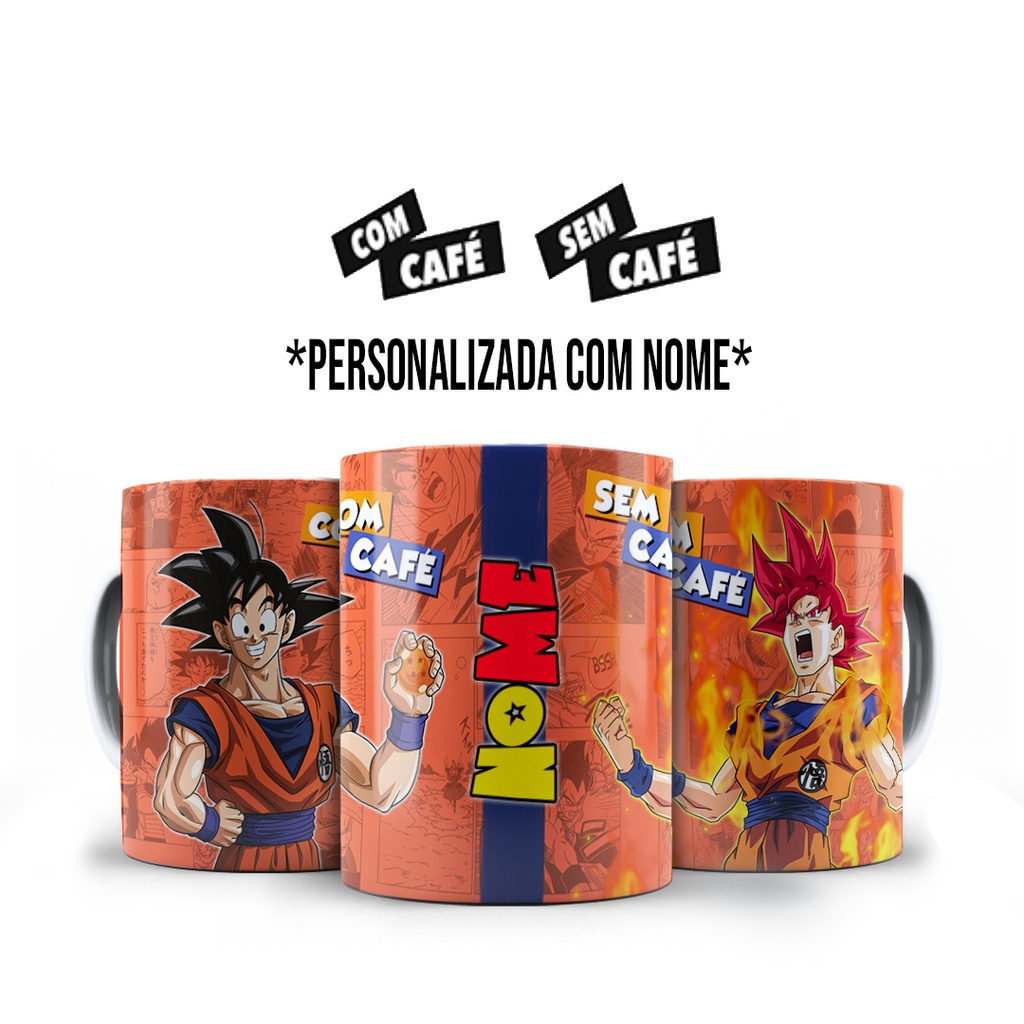 Caneca Dragon Ball Super Goku com café com Nome Personalizado | Shopee ...