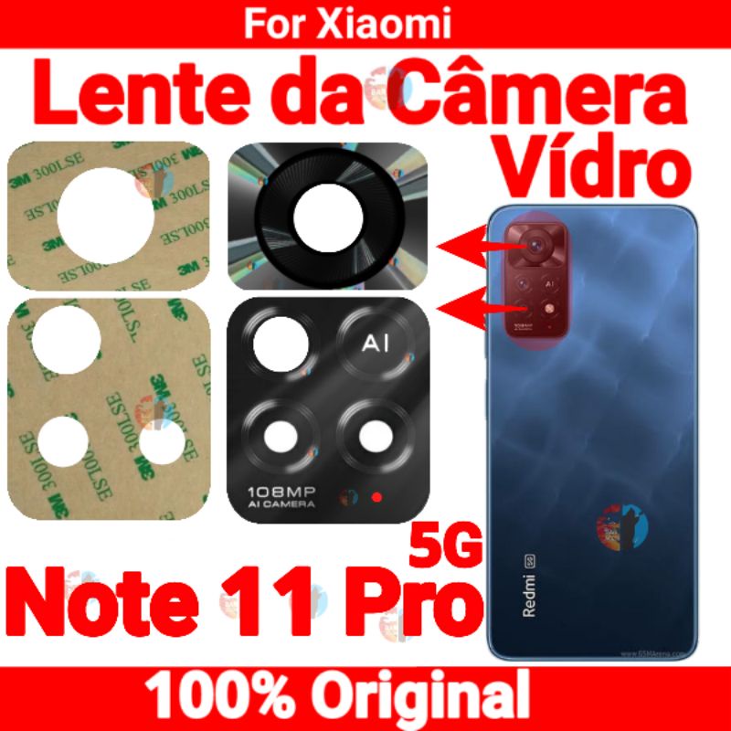 Lente da Camera Redmi Note 11 Pro 5G,21091116I, 2201116SG, Xiaomi Vidro ...