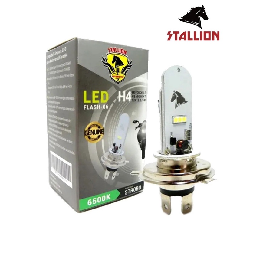 Lampada Led Strobo Xenon Stallion H4 6500k Factor 150 Unidade | Shopee Brasil
