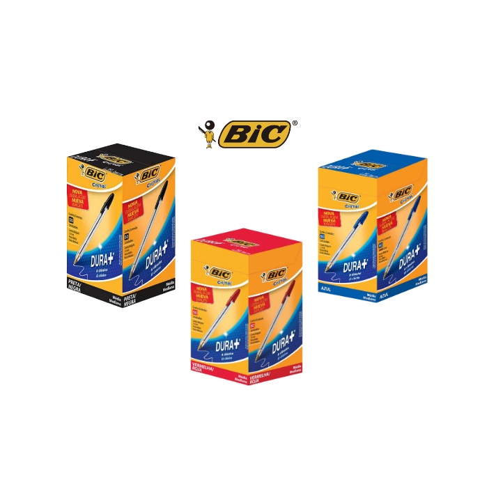 Caneta Esferográfica BIC CRYSTAL Dura Mais 1.0mm Diversas Cores - CX 50 Unidades | Shopee Brasil