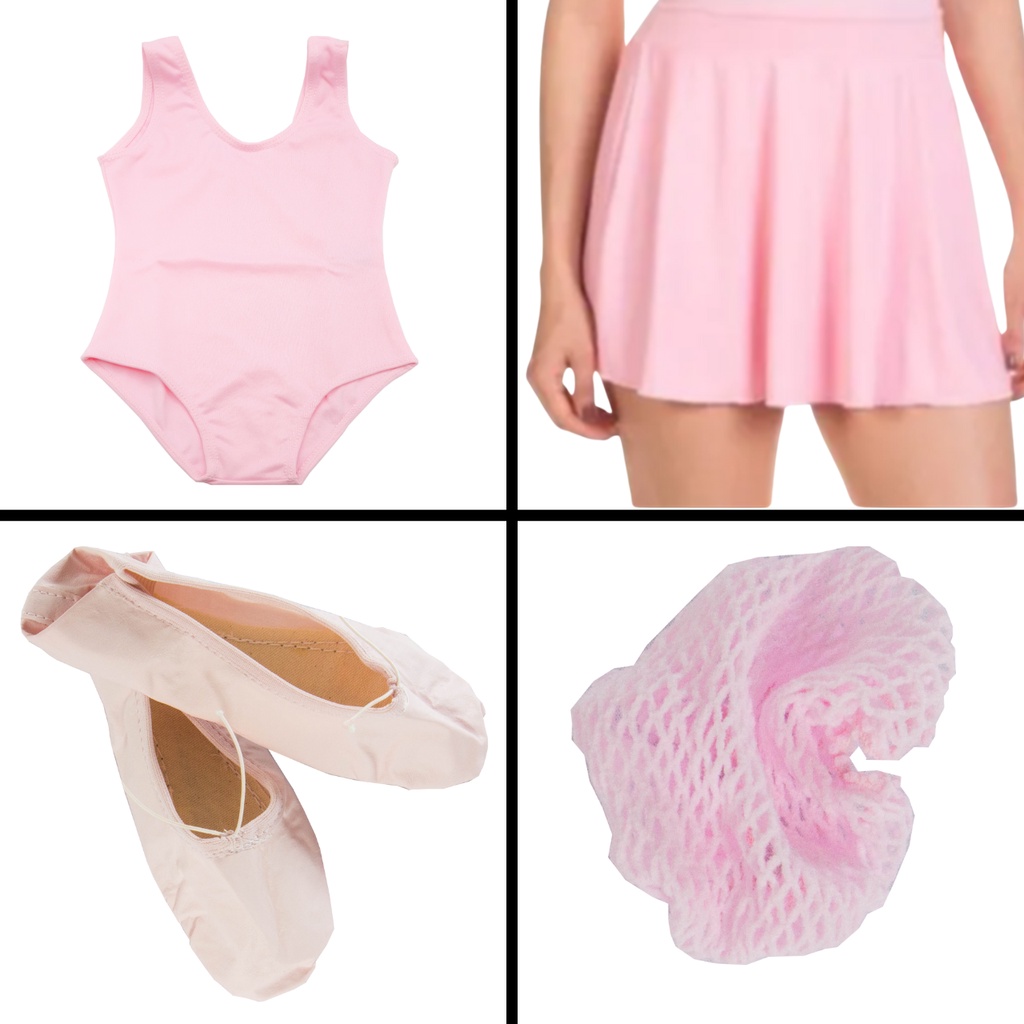 Kit Ballet Balé Infantil Uniforme - Collant Regata e Saia + Sapatilha ...