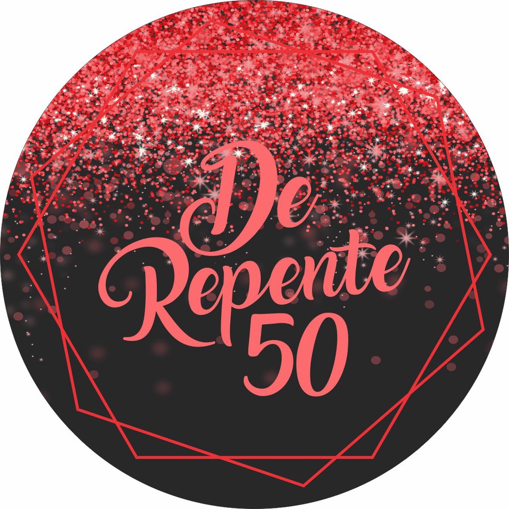 Painel Redondo Lona De Festa Aniversario De Repente 50 anos Vermelho ...