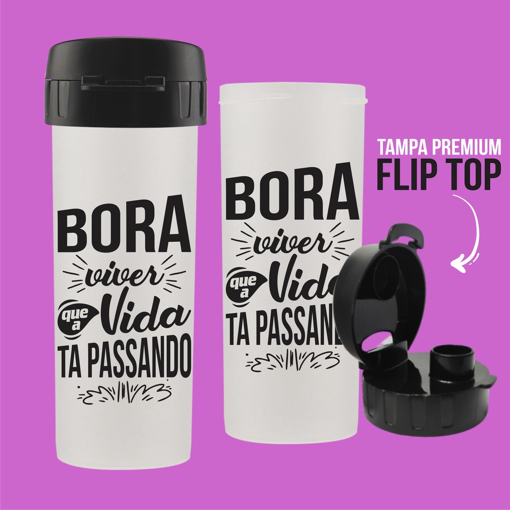 Garrafa Transparente ECO Bora que a vida ta passando | Shopee Brasil