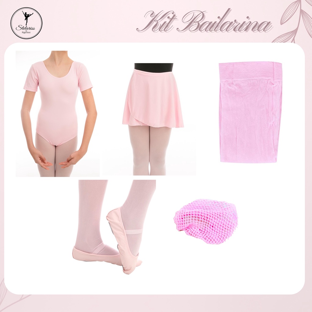 Kit Ballet Balé Infantil Uniforme/ Collant Meia Manga + Saia + Meia ...