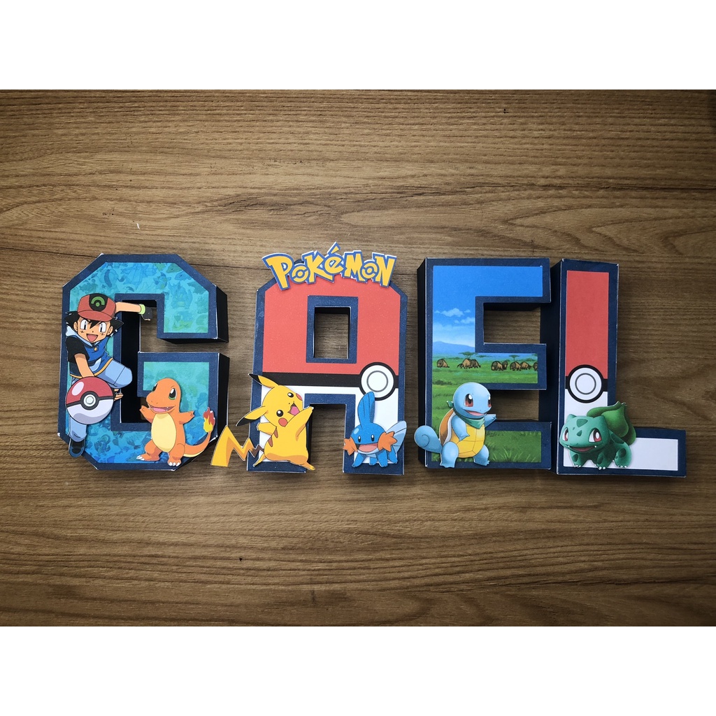 Letras 3D No Tema POKEMON. Para decorar sua festa. Elaboramos em ...