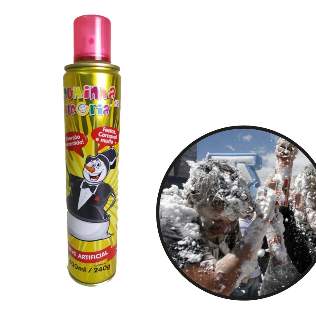Espuma Espuminha Alegria de Carnaval Branca em Spray Neve Artificial ...