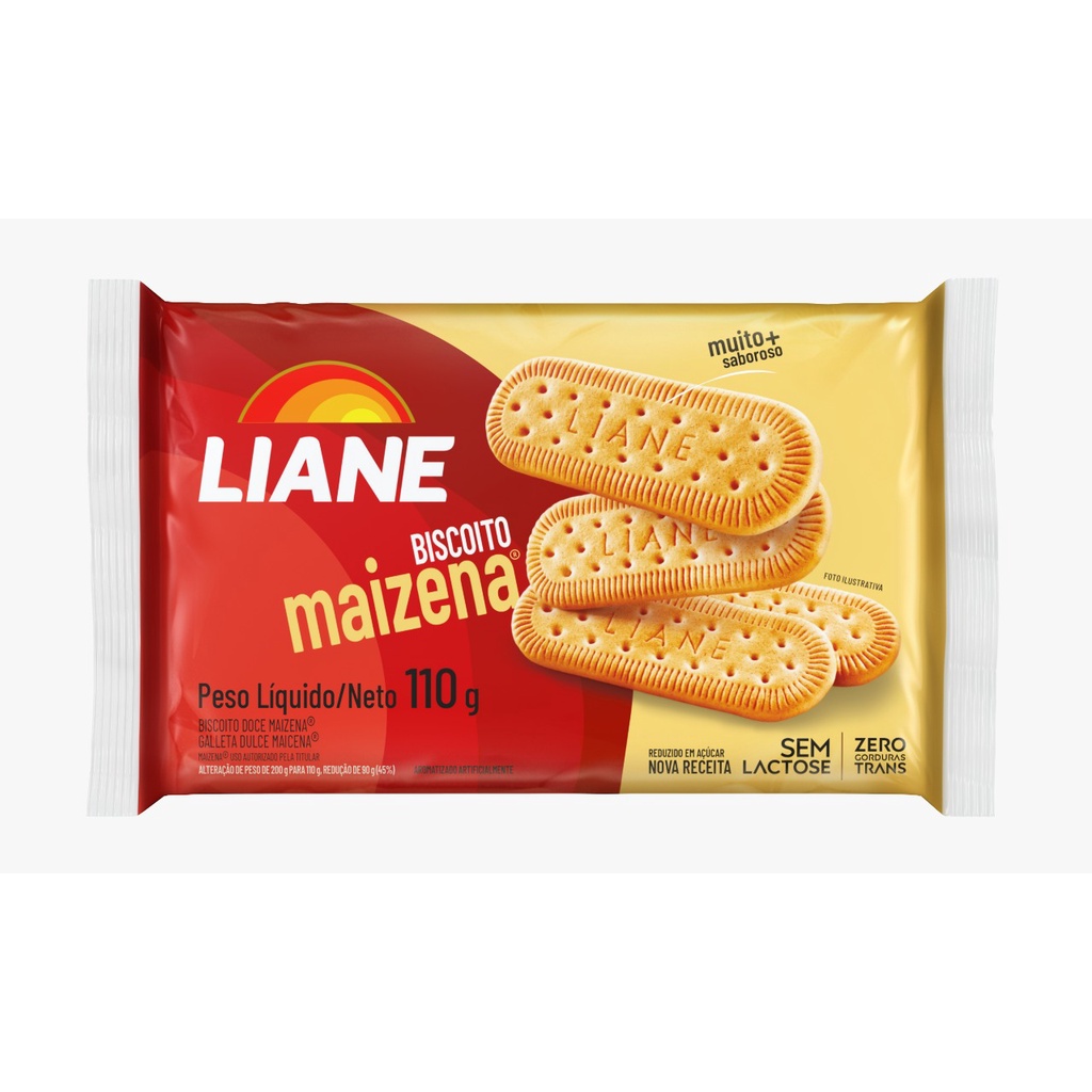 BISCOITO MAIZENA ZERO LEITE LIANE 110g ou 330g | Sem Lactose | Bolacha Vegana | Apto a APLV ...