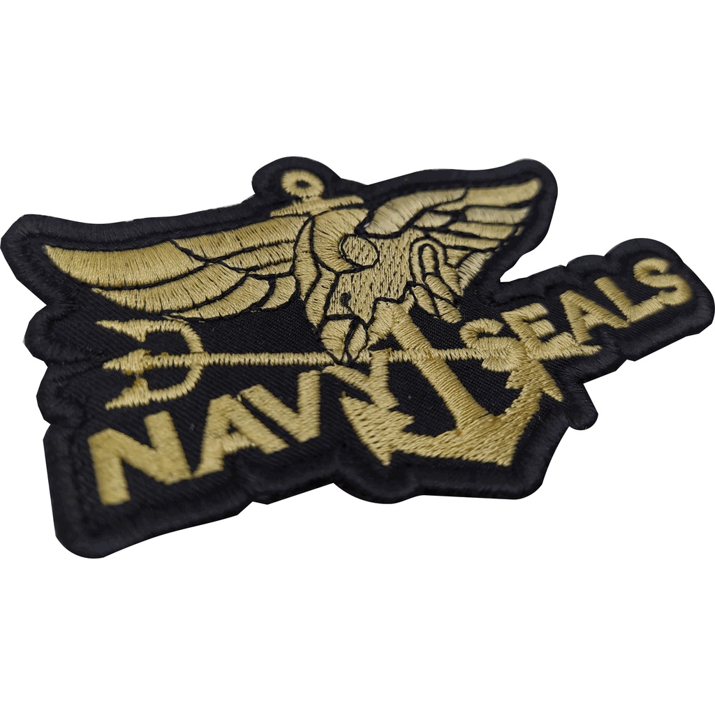 Patch Navy Seals Preto e Dourado Bordado C/Velcro - Ponto militar | Shopee Brasil