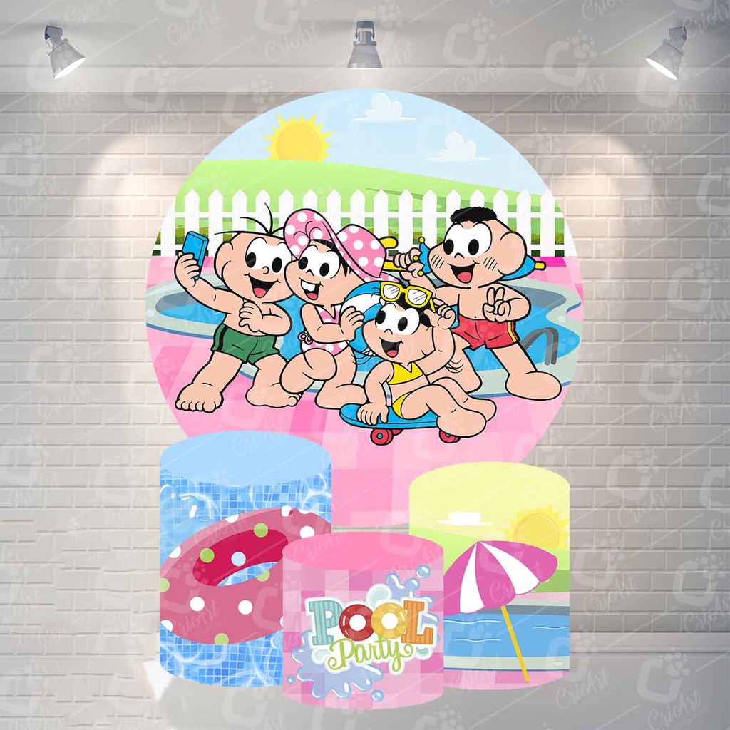 Painel E Cilindros Tecido Sublimados Veste Facil Turma da monica Praia ...