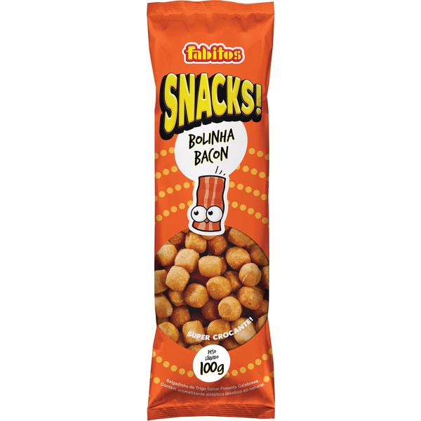 Salgadinho Snacks de Trigo Bolinha Sabor Bacon Super Crocante 100g ...
