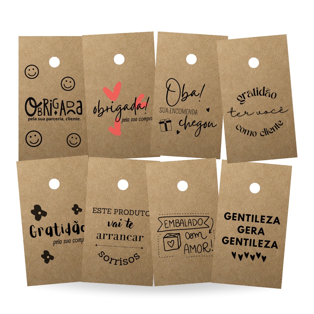 Tag Com Frases Para Cliente Kraft 4x7cm | Shopee Brasil