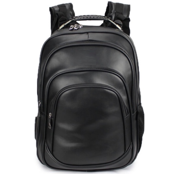 Mochila de Couro Preta Notebook Escolar Masculina/Feminina | Shopee Brasil