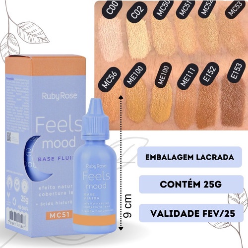 Base Fluida Feels Mood Ruby Rose Maquiagem Promoção | Shopee Brasil
