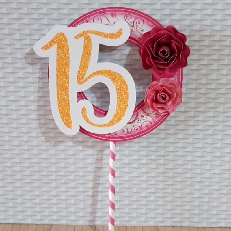 Topper topo de bolo 15 anos | Shopee Brasil