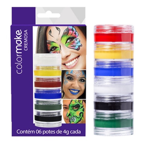 Tinta Para Rosto Cremosa 6 Cores De 4g Cada Colormake | Shopee Brasil