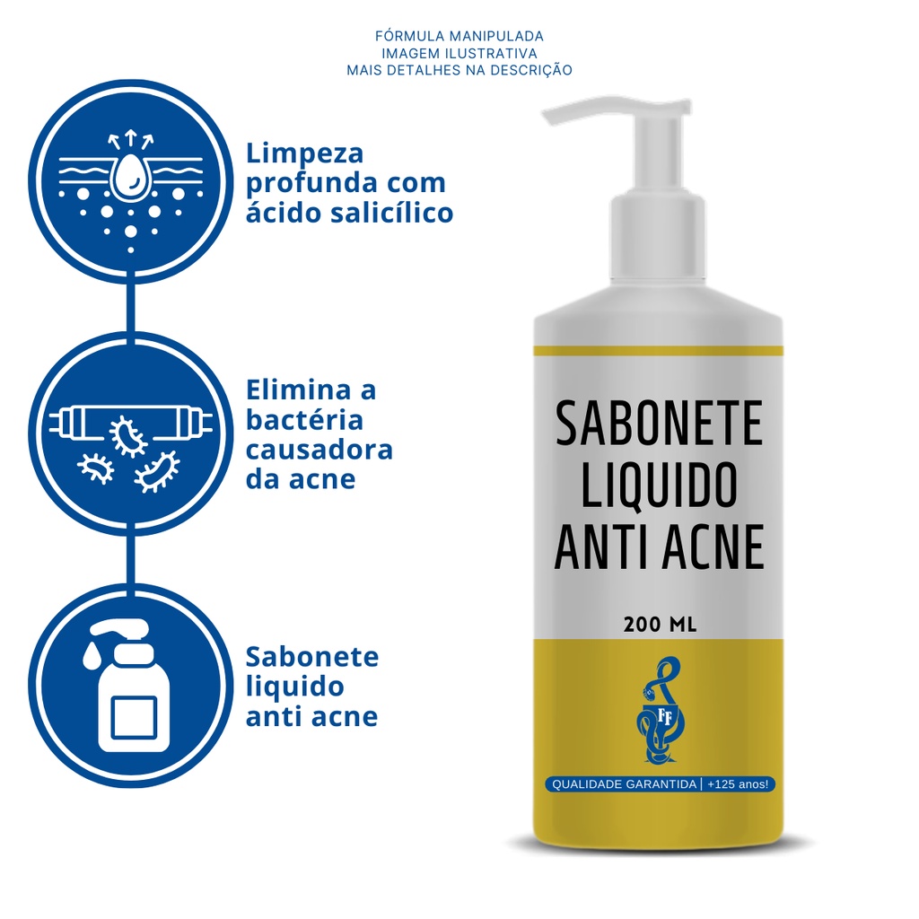 Sabonete Secativo Anti Acne Skin Care 200mL - ( Controle da Acne, Espinhas, Cravos, Esfoliante ...