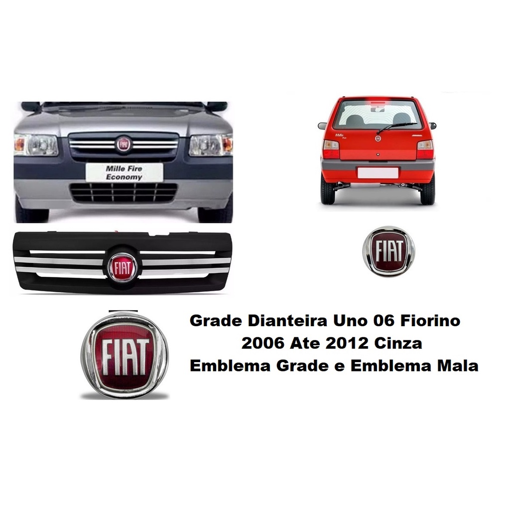 Grade Uno 2006 07 08 09 2010 Cinza Friso Cromado C/ Emblema Grade e ...