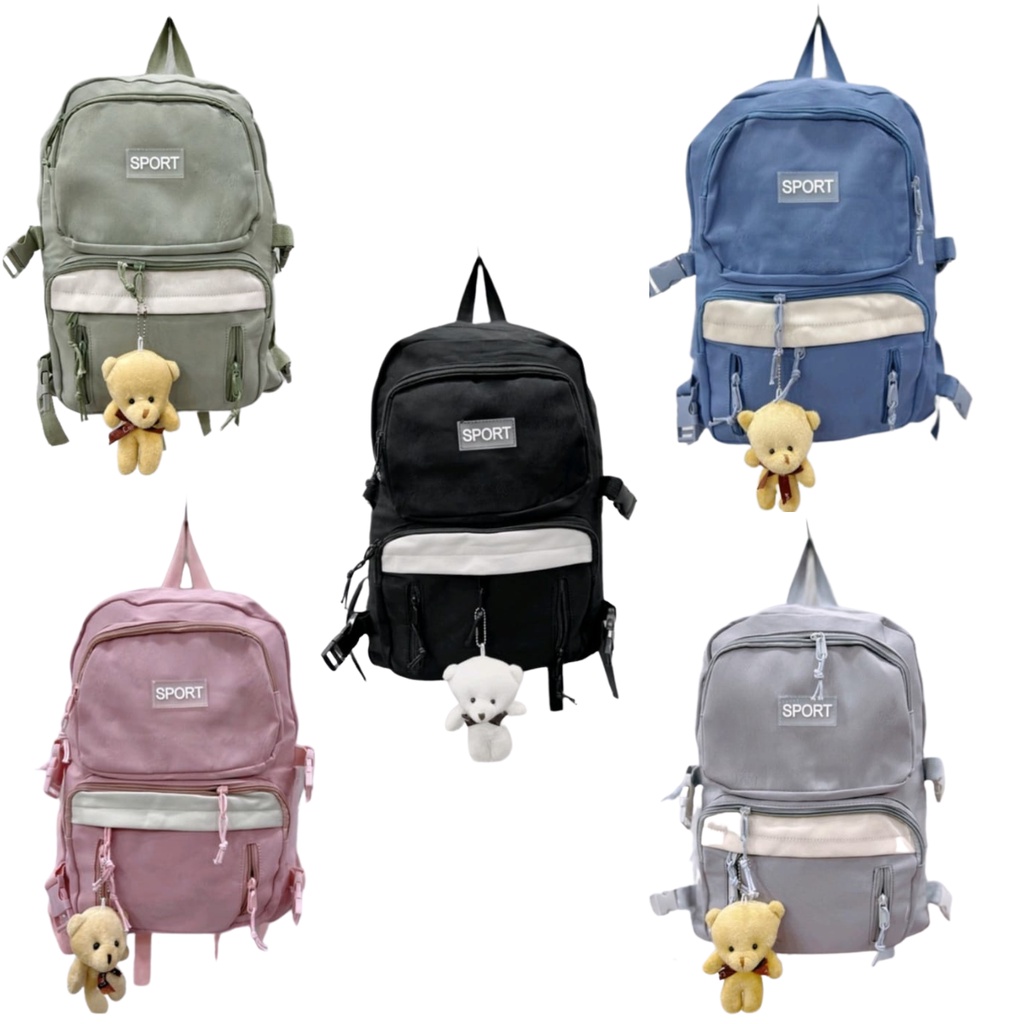 Mochila koreana grande para uso escolar ou casual com chaveiro | Shopee ...