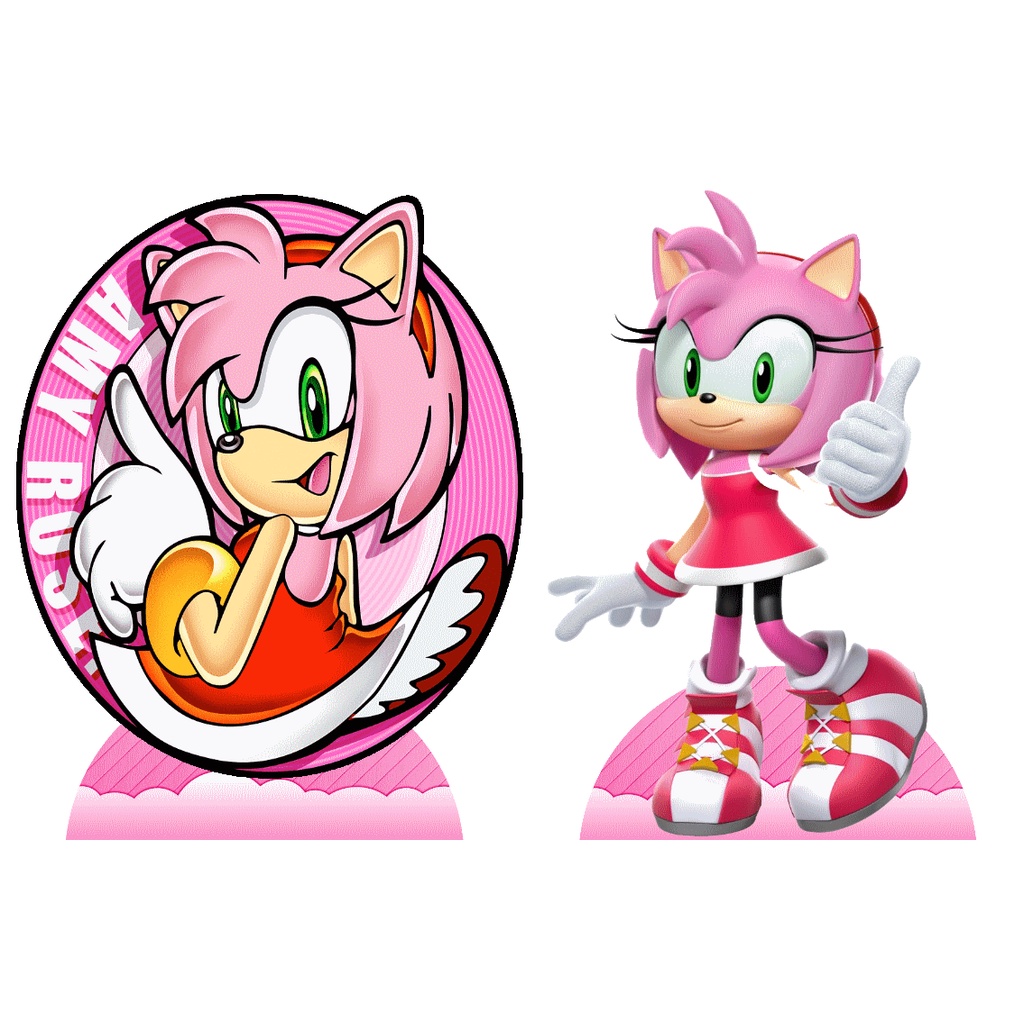 Amy rosa sonic kit decoração de festa infantil 4 display de mesa 20cm ...