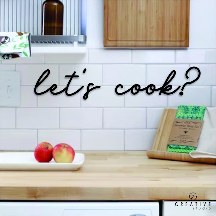 Frase de Parede Let's Cook? Vamos Cozinhar? MDF 3mm Decorativo Palavras ...