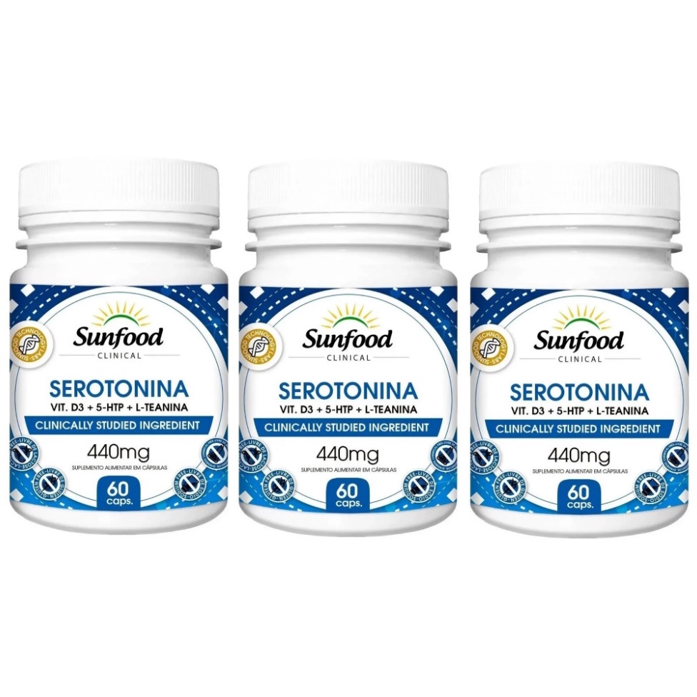 Kit 3 - Serotonina 60 Cápsulas - Importada Sunfood | Shopee Brasil