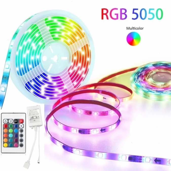 Fita Led 5050 Rgb Colorida Com Cola 20mt Kit Completo +fonte | Shopee Brasil
