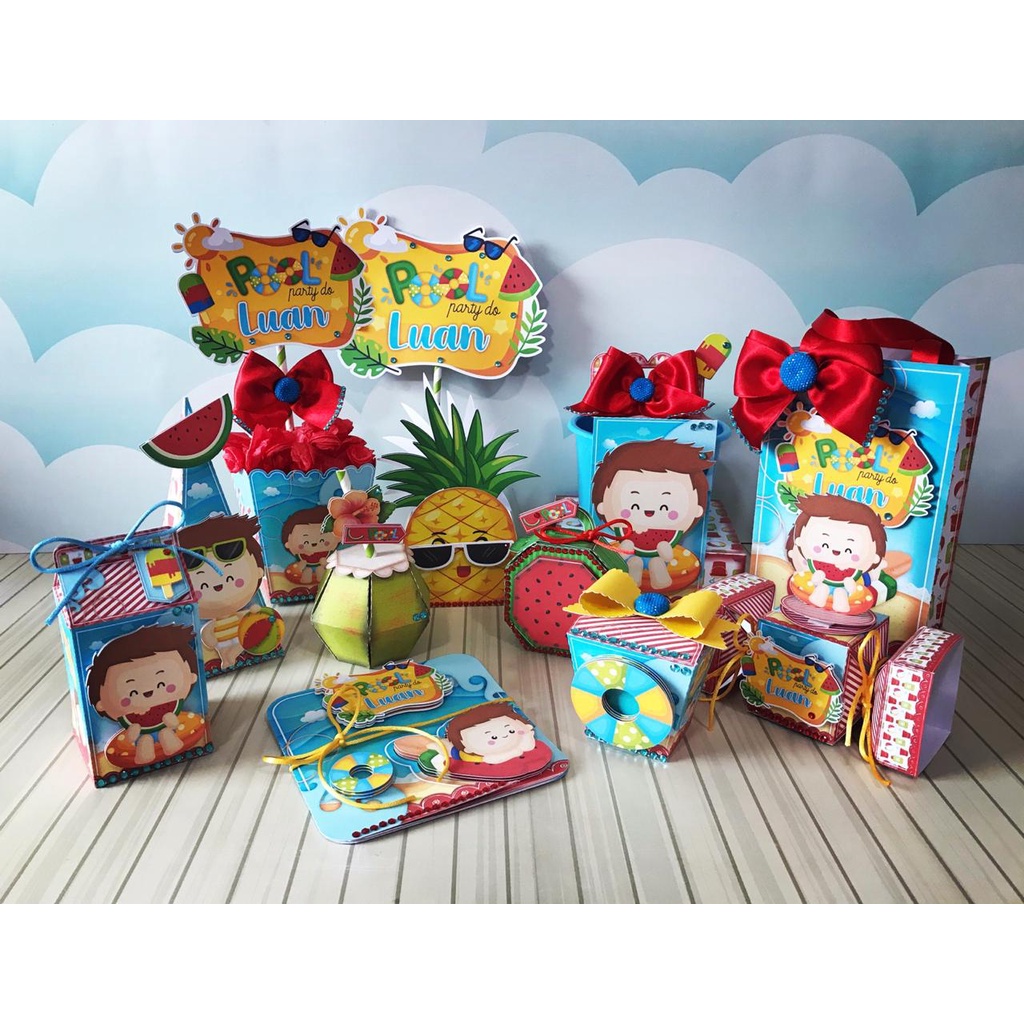 Kit personalizados Pool Party / Festa na piscina - 20 itens | Shopee Brasil