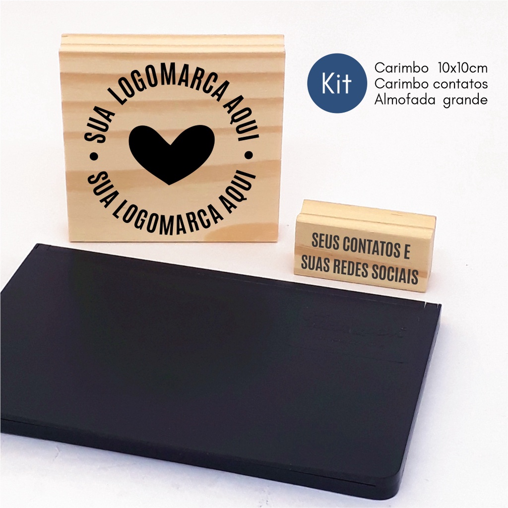 Kit Carimbo 10x10cm + Carimbo contato + Almofada grande já com tinta ... Kit Carimbo 10x10cm + Carimbo contato + Almofada grande já com tinta ...